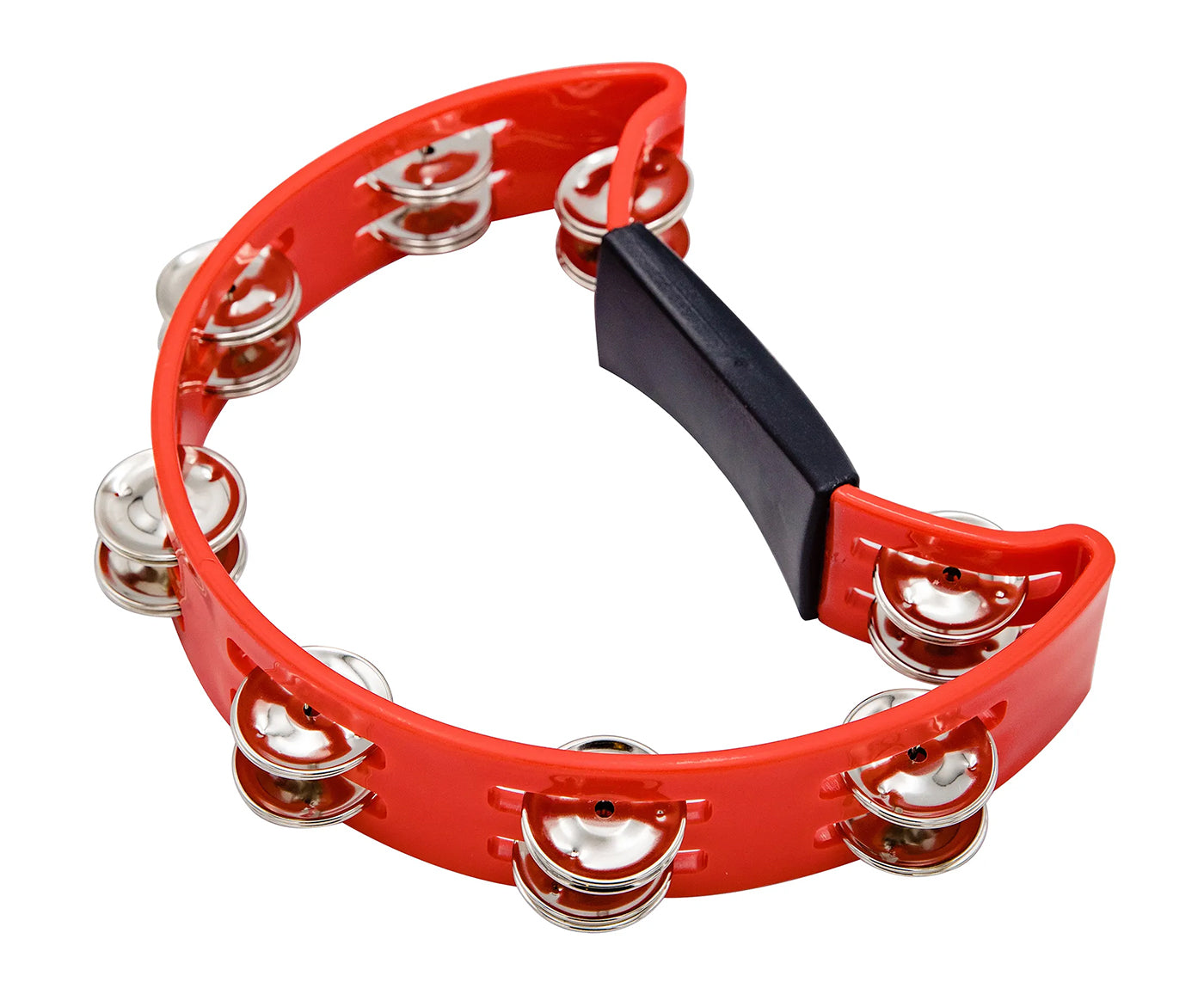 Cardinal Percussion Hand-Held Moonbourine Double Row Red Tambourine ...