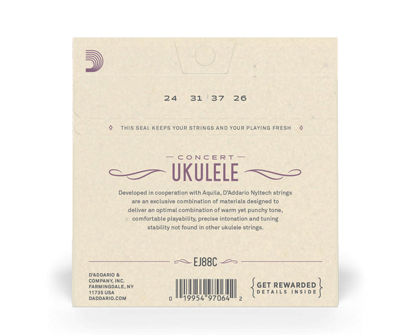 D'Addario EJ88C Nyltech Ukulele Strings, Concert – Megatone Music