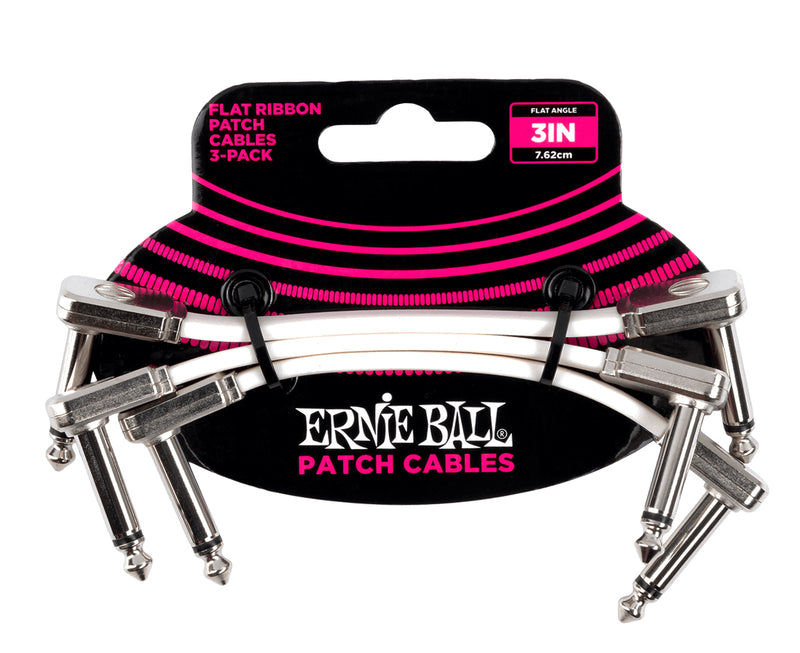 Ernie Ball 3" Flat Ribbon Patch Cables 3-Pack White – Megatone Music